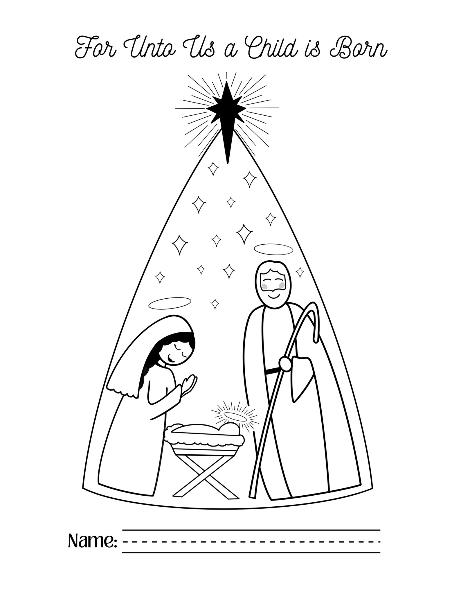 Nativity Scene Coloring Pages: Holy Family Christmas Crafts (digital ...