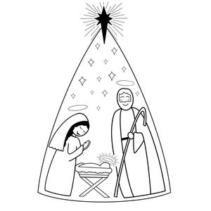 Nativity Scene Coloring Pages: Holy Family Christmas Crafts (digital ...