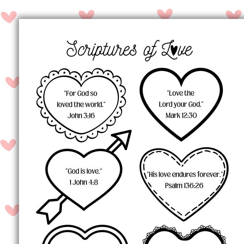 Valentine's Day Coloring Page: Bible Verse Hearts (PDF Pattern) - Etsy