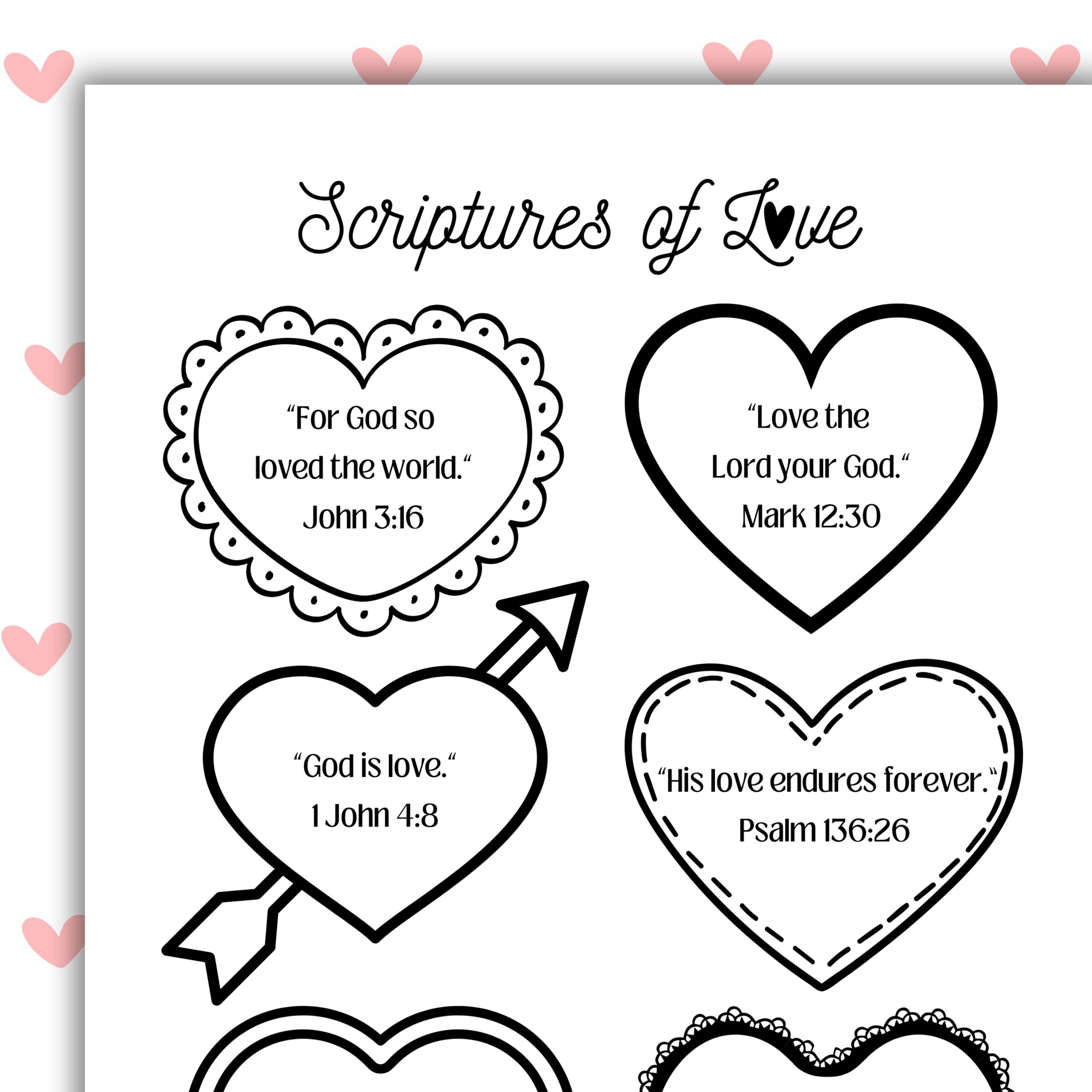 Religious Valentine's Day Coloring Page Bible Verse Valentine's Craft ...