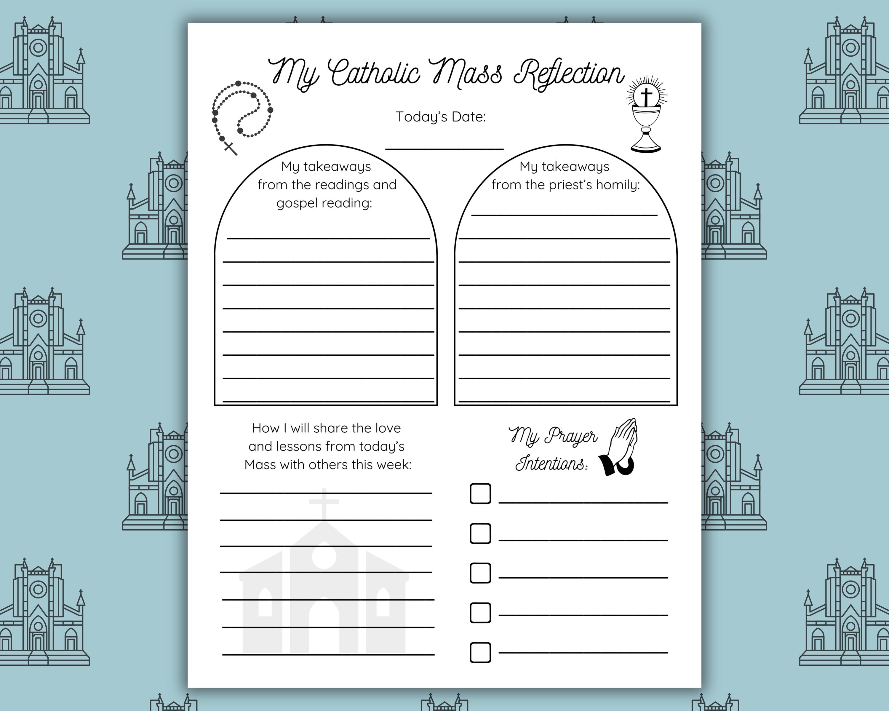 Catholic Mass Reflection Worksheet for Kids (digital Download) - Etsy