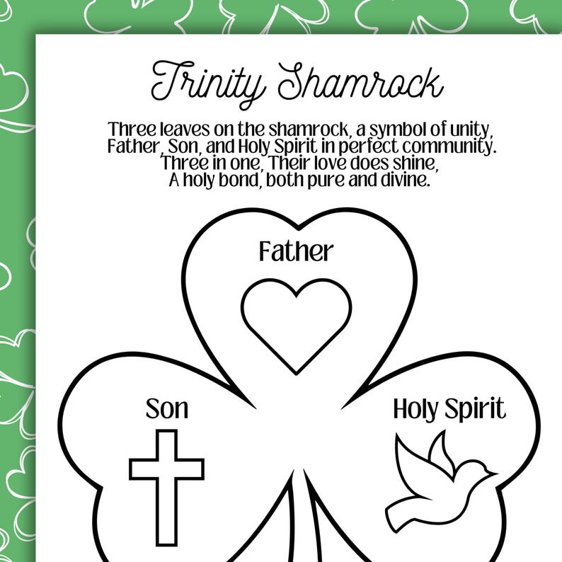 St. Patrick's Day Trinity Shamrock Coloring Page (digital Download) - Etsy
