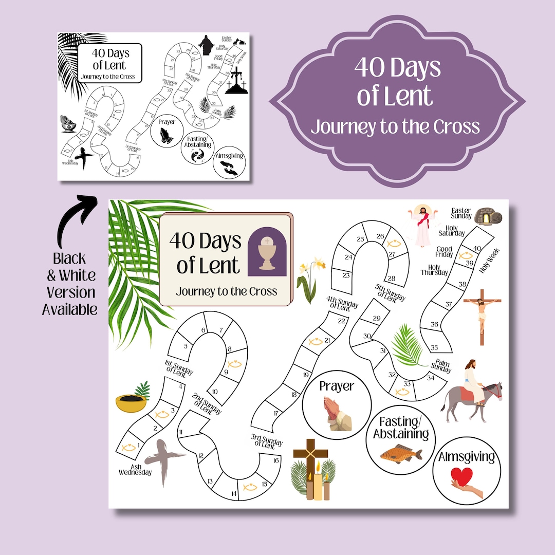 Lent Calendar 40 Days of Lent Countdown Journey to the Cross Activity ...