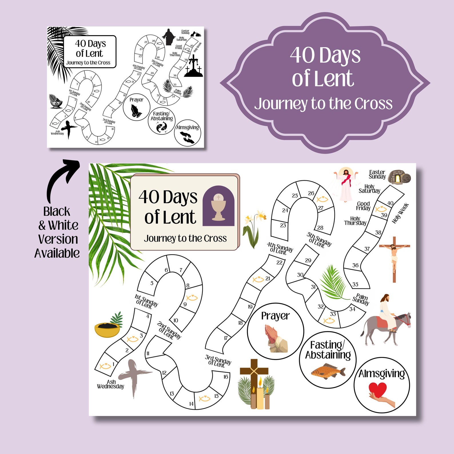 Lent Calendar 40 Days of Lent Countdown Journey to the Cross Activity ...