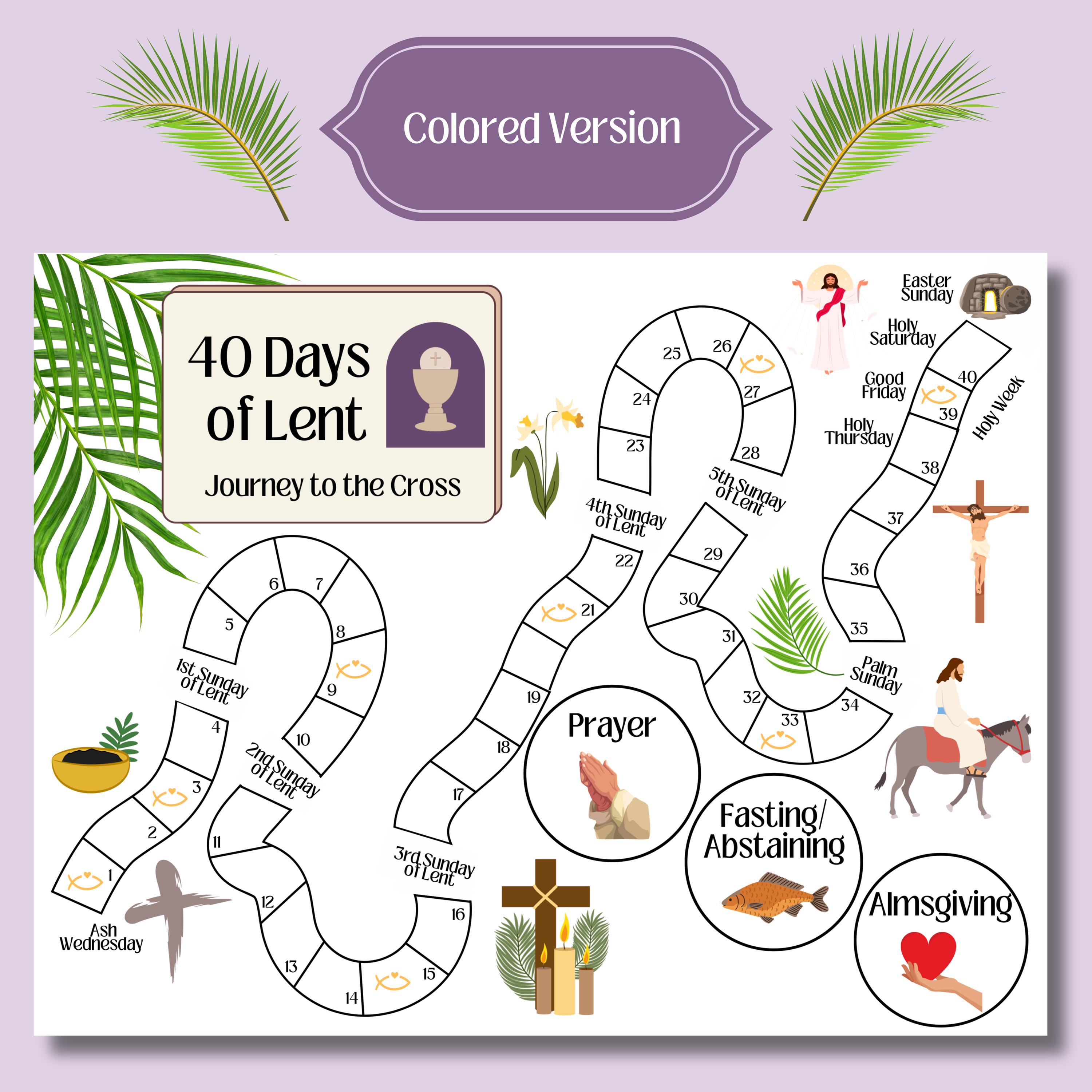 Lent Calendar 40 Days of Lent Countdown Journey to the Cross Activity ...