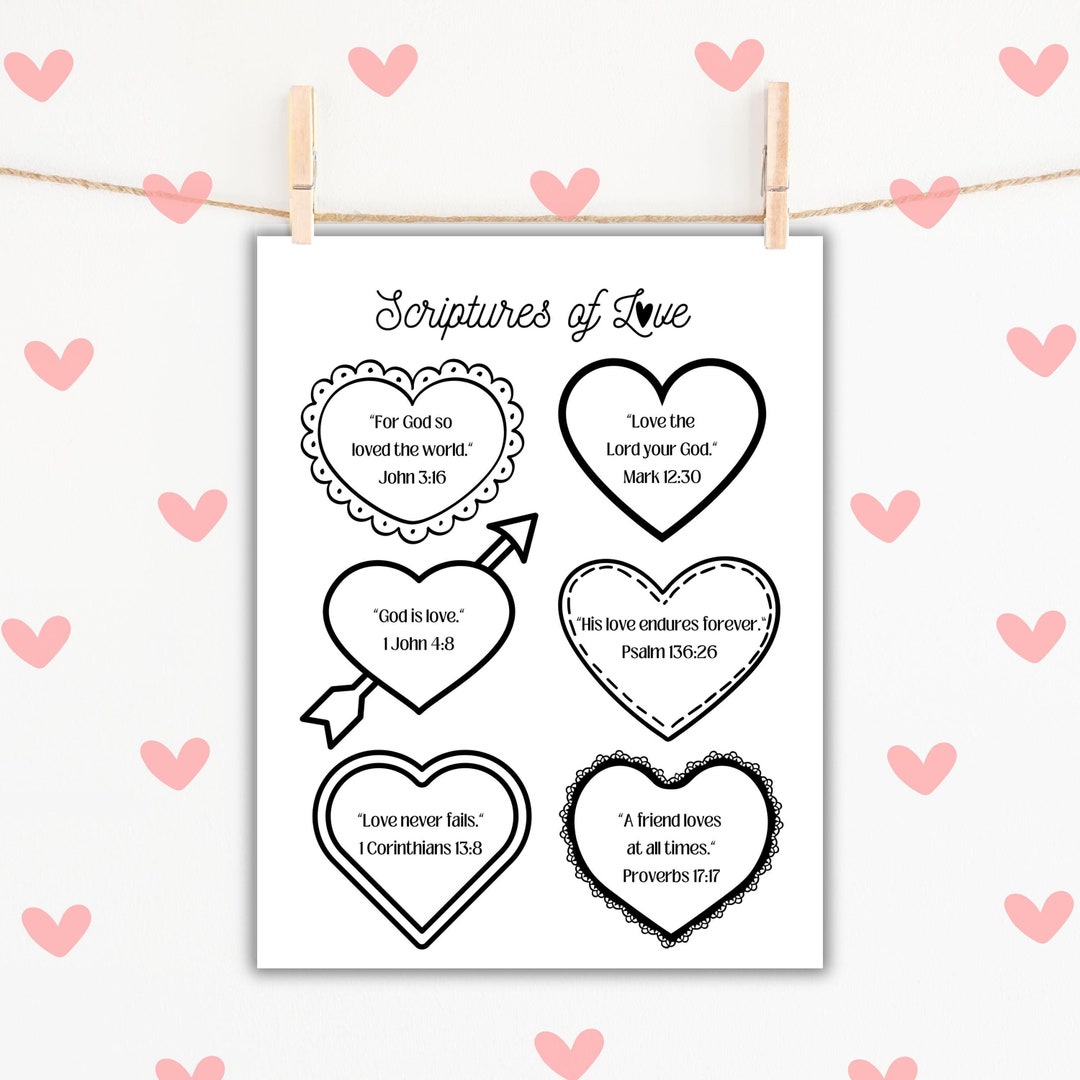 Religious Valentine's Day Coloring Page Bible Verse Valentine's Craft ...