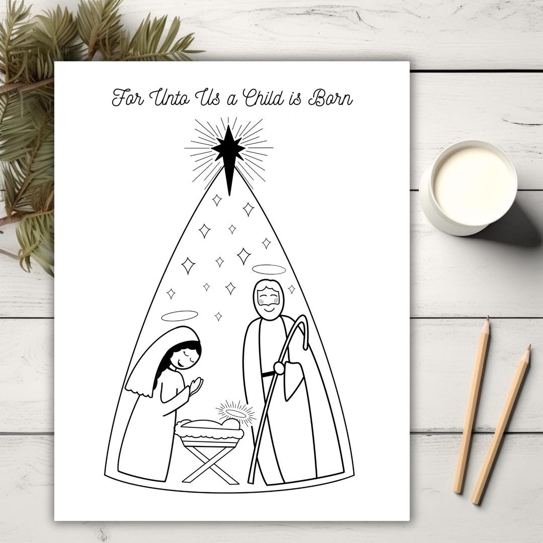 Nativity Scene Coloring Pages: Holy Family Christmas Crafts (digital ...