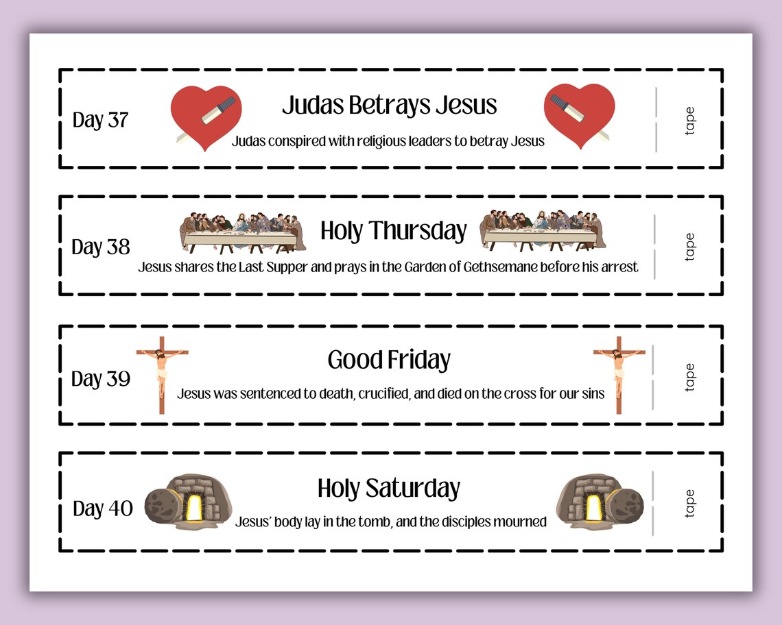 40-day Lent Paper Chain Activity: Reflection Guide (digital Download ...
