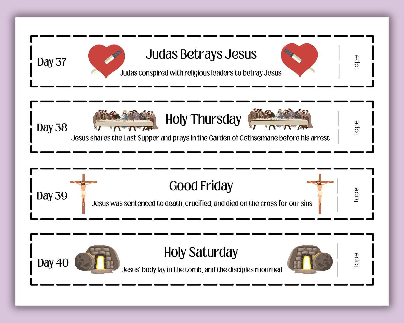 40-day Lent Paper Chain Activity: Reflection Guide (digital Download ...