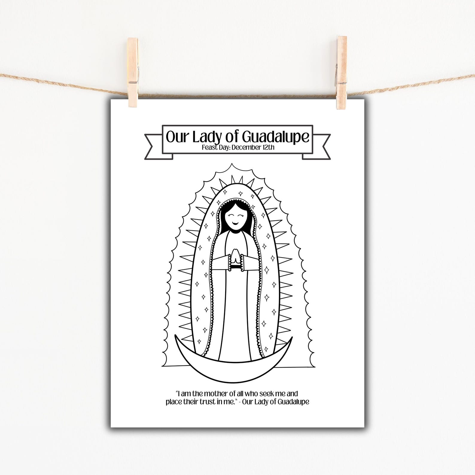 Our Lady of Guadalupe Coloring Pages: St. Juan Diego Craft (printable ...