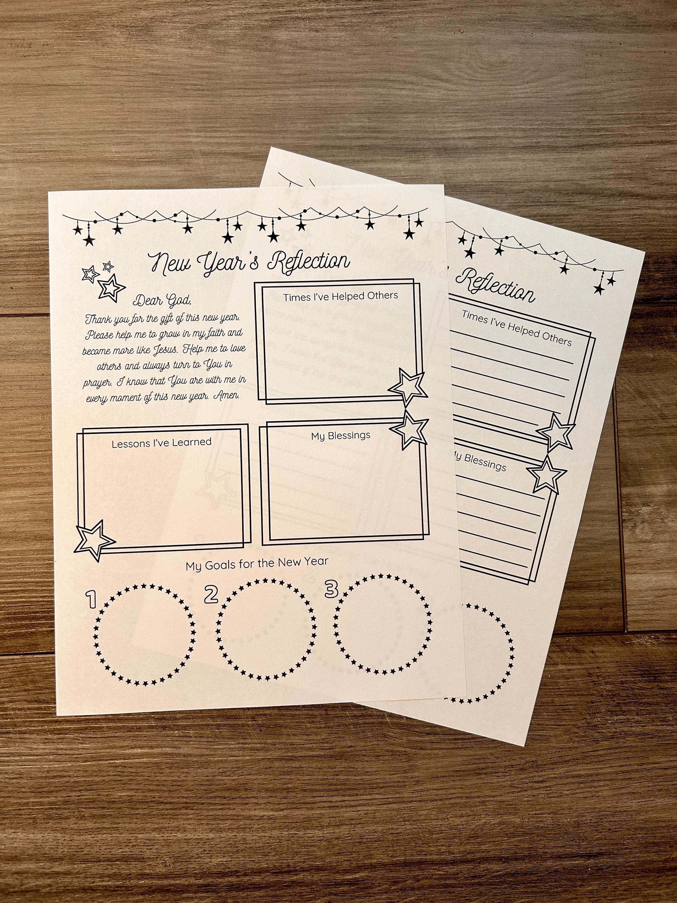 Christian New Year's Reflection Worksheet: Kids' Goals & Prayer (PDF ...