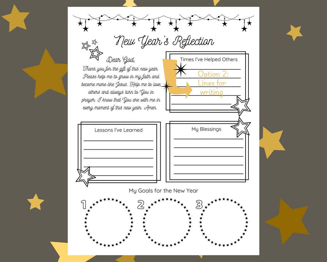Christian New Year's Reflection Worksheet: Kids' Goals & Prayer (PDF ...