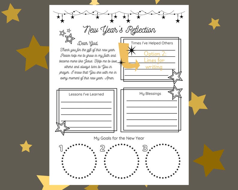 Christian New Year's Reflection Worksheet: Kids' Goals & Prayer (PDF ...
