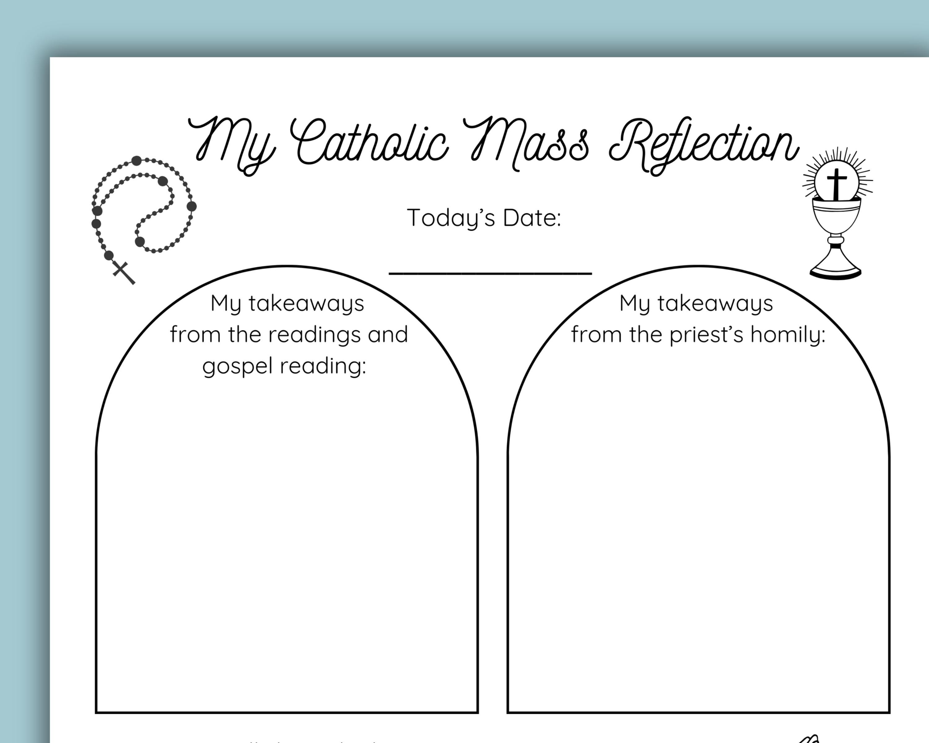 Catholic Mass Reflection Worksheet for Kids (digital Download) - Etsy