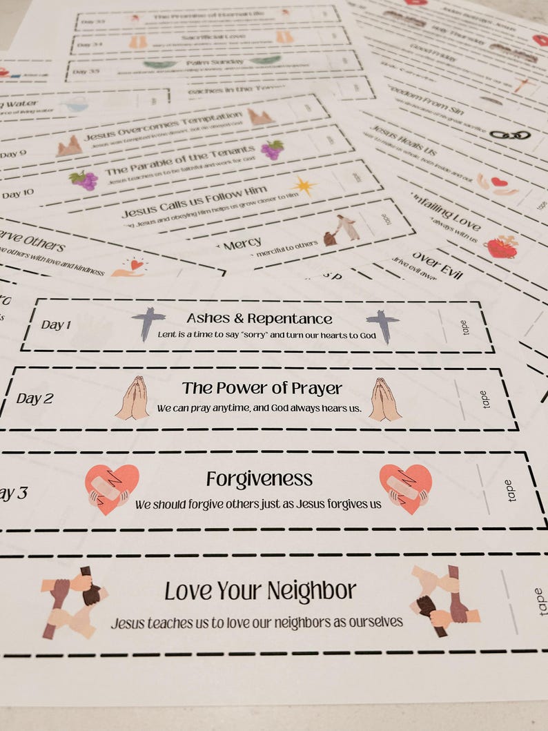 40-day Lent Paper Chain Activity: Reflection Guide (digital Download ...