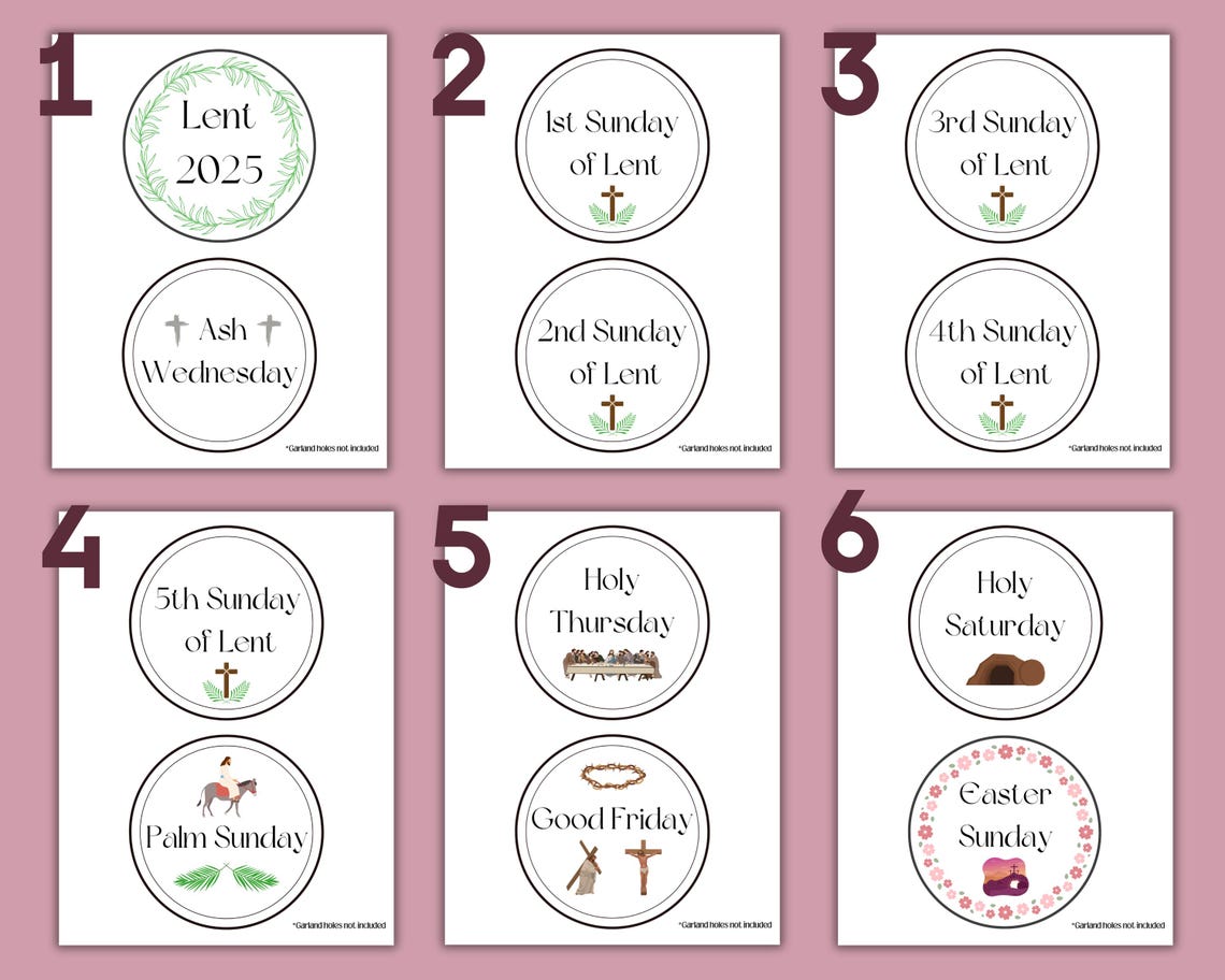 2025 Lent Garland: Ash Wednesday Activity, Christian Decor (digital ...