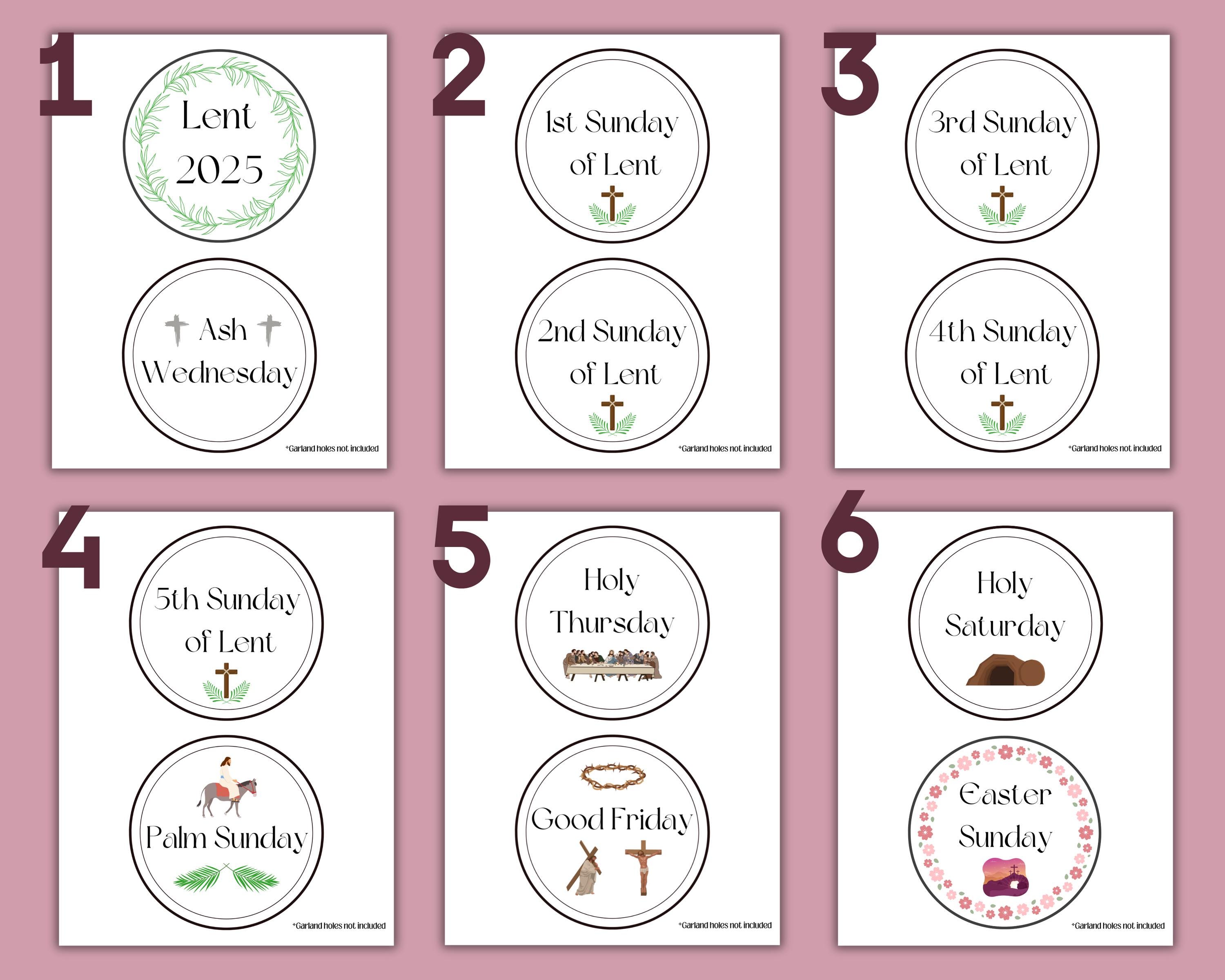 2025 Lent Garland Ash Wednesday Activity Lent for Kids Lent Decor Lent ...