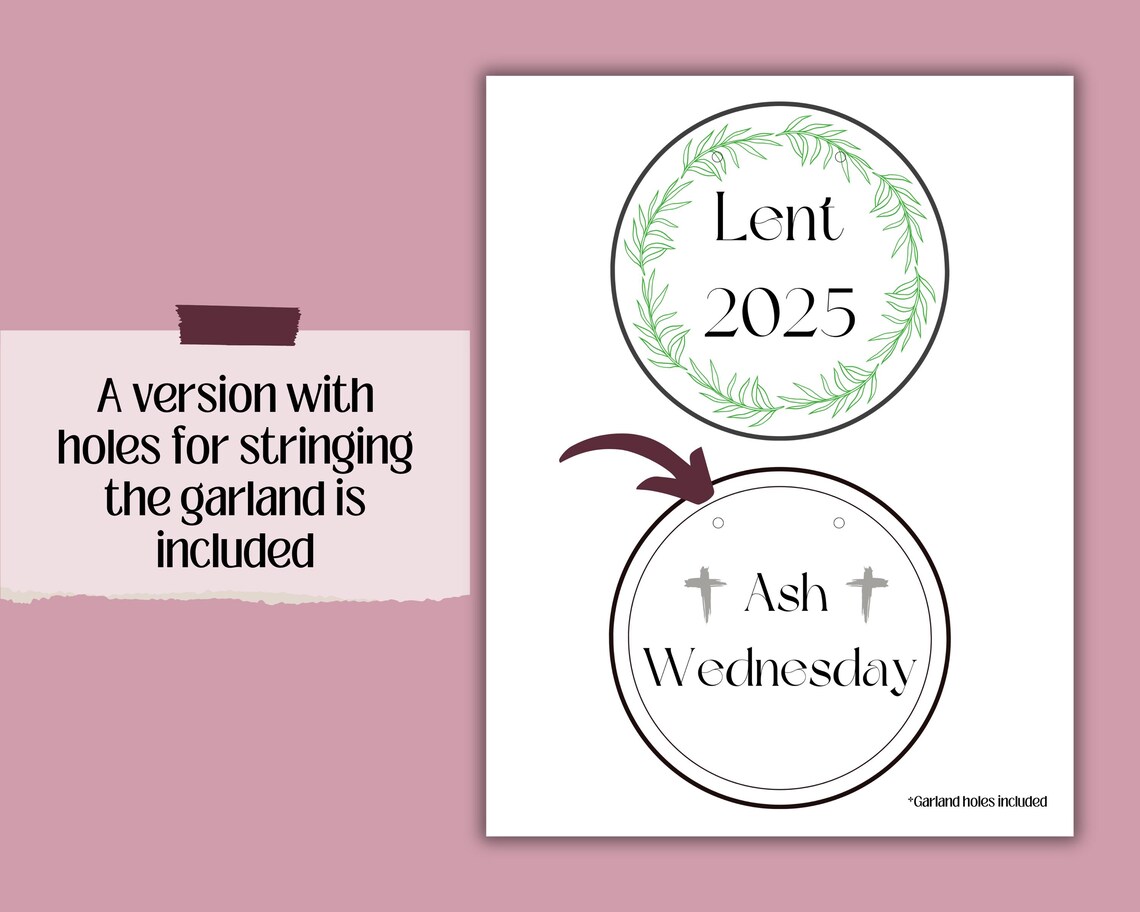2025 Lent Garland Ash Wednesday Activity Lent for Kids Lent Decor Lent ...