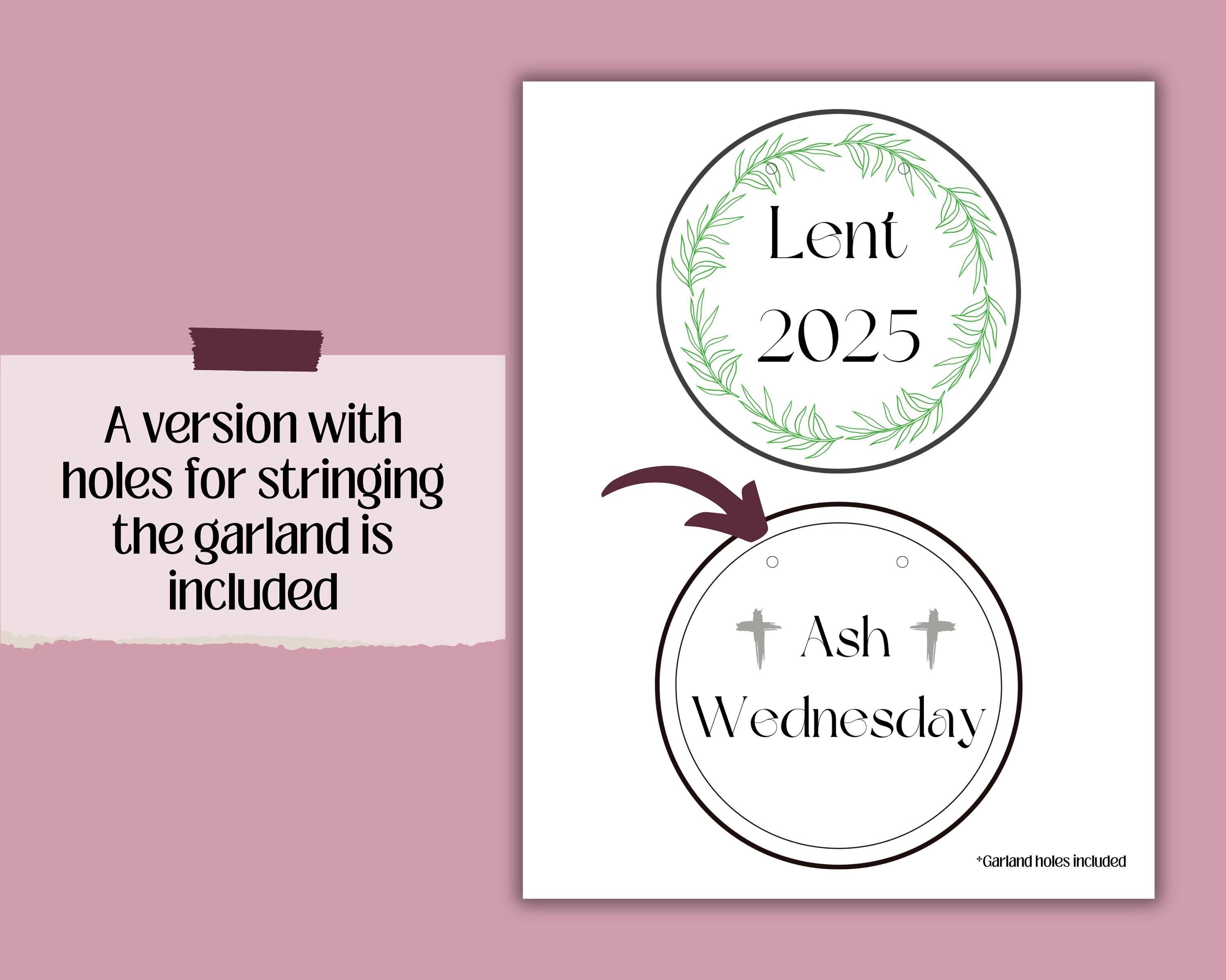 2025 Lent Garland: Ash Wednesday Activity, Christian Decor (digital ...