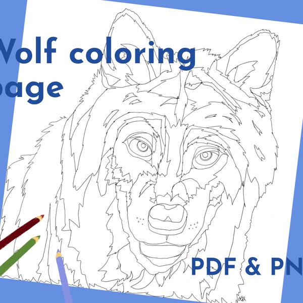 Wolf Coloring Page Printable - Etsy
