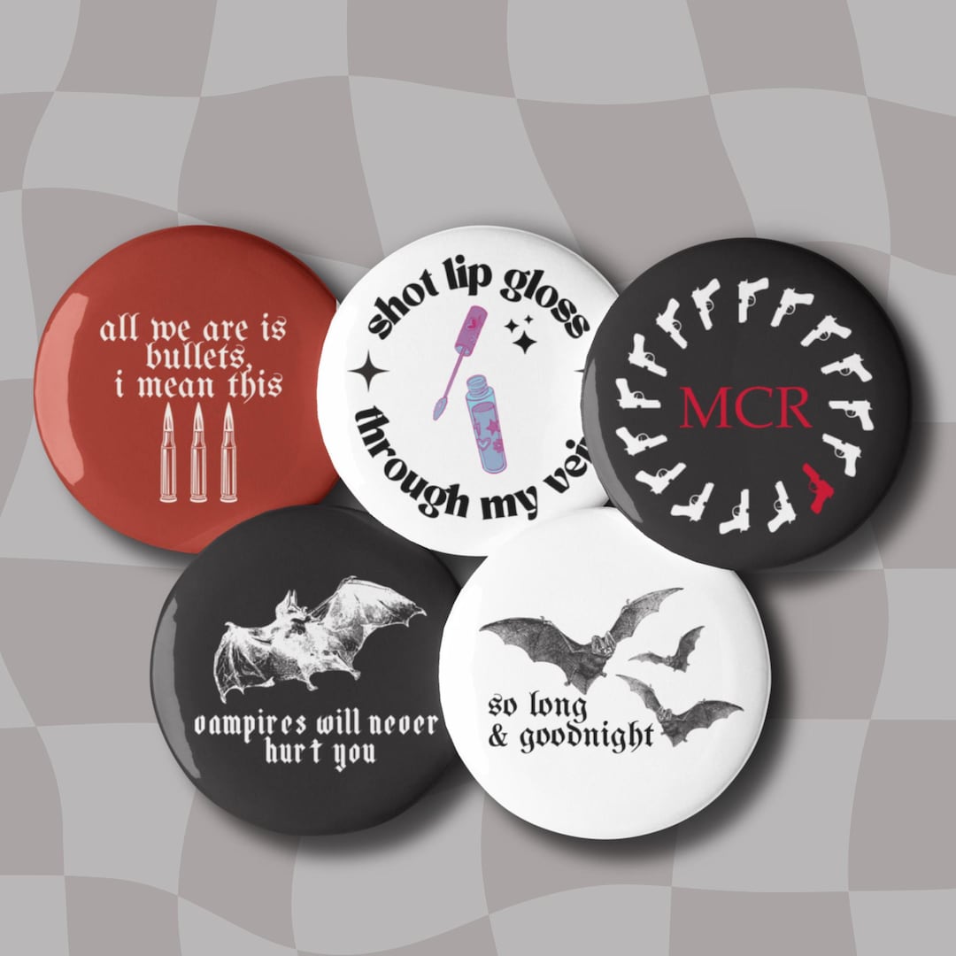MCR Pin Buttons Set | Emo Pins - Version One | My Chemical Romance ...