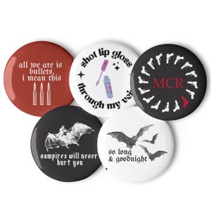 MCR Pin Buttons Set | Emo Pins - Version One | My Chemical Romance ...