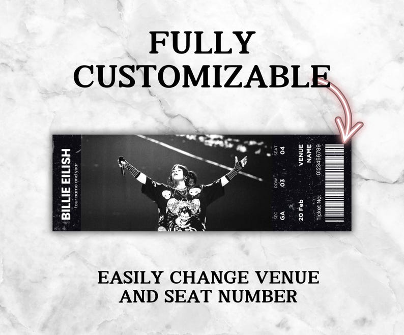Editable Concert Digital Ticket Canva, Printable Tickets Template, DIY ...