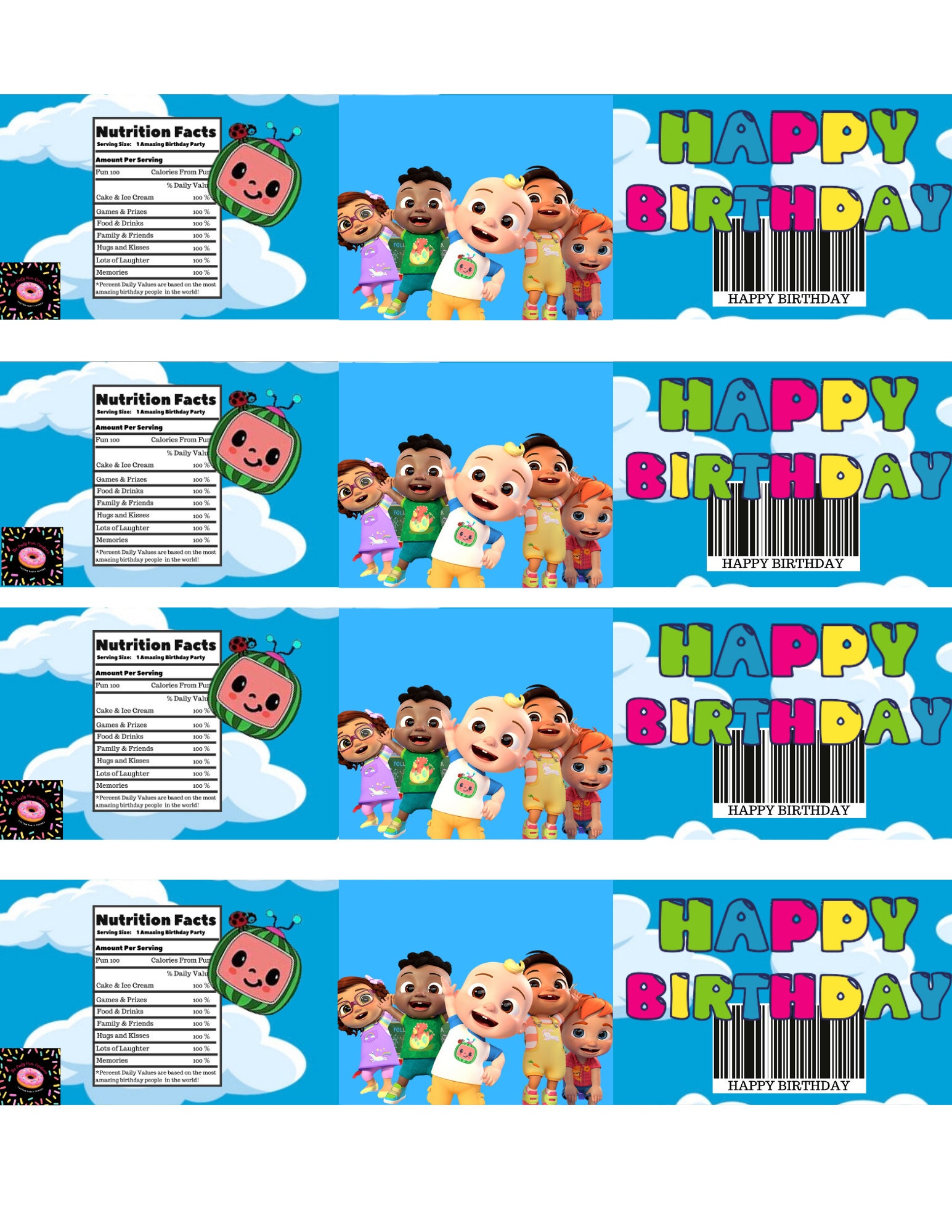 Kids Show Cocomelon Inspired Water Bottle Labels | Etsy