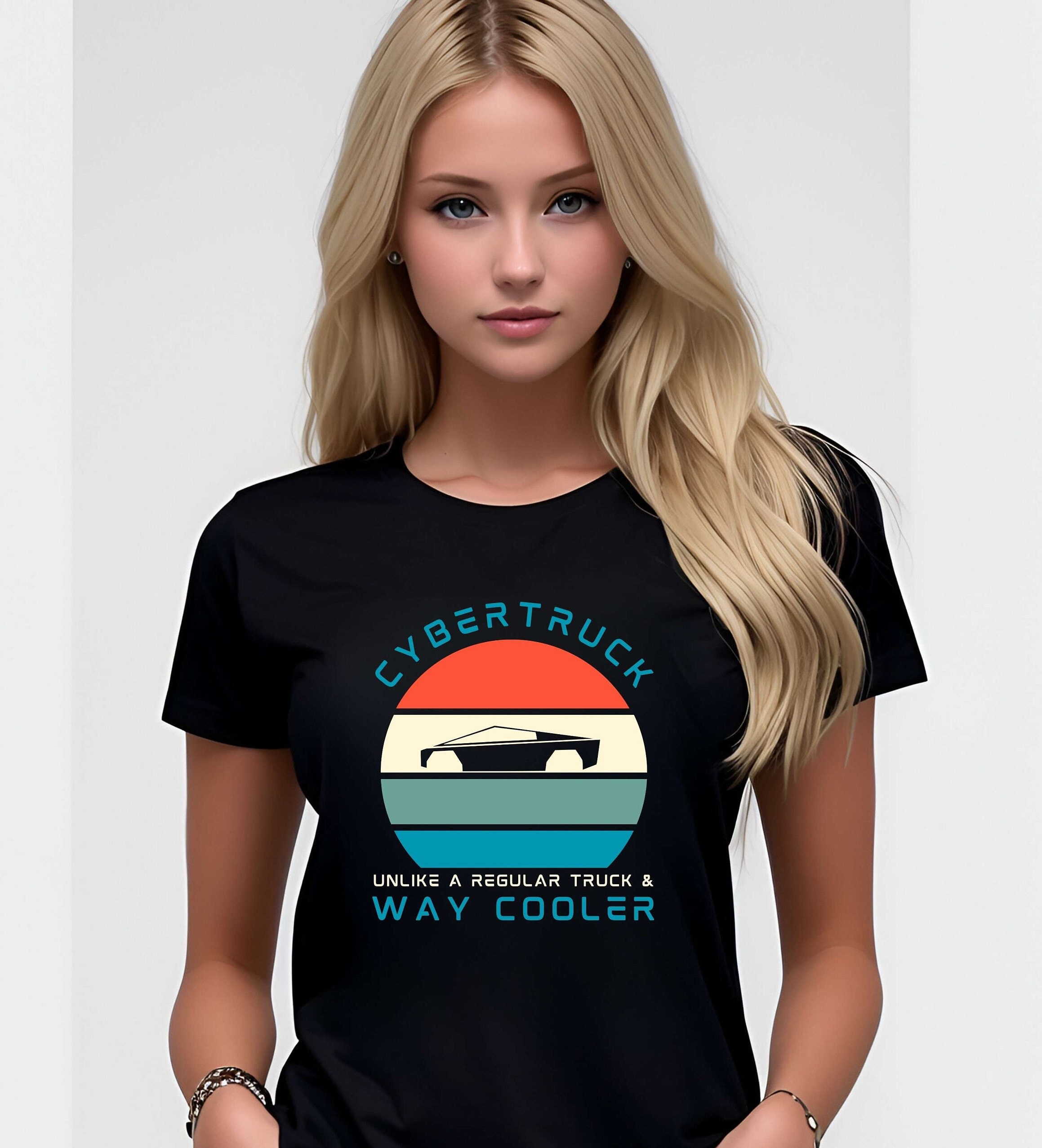 Retro Sunset Tesla Cybertruck T-shirt, Cybertruck Shirt, Tesla Truck ...
