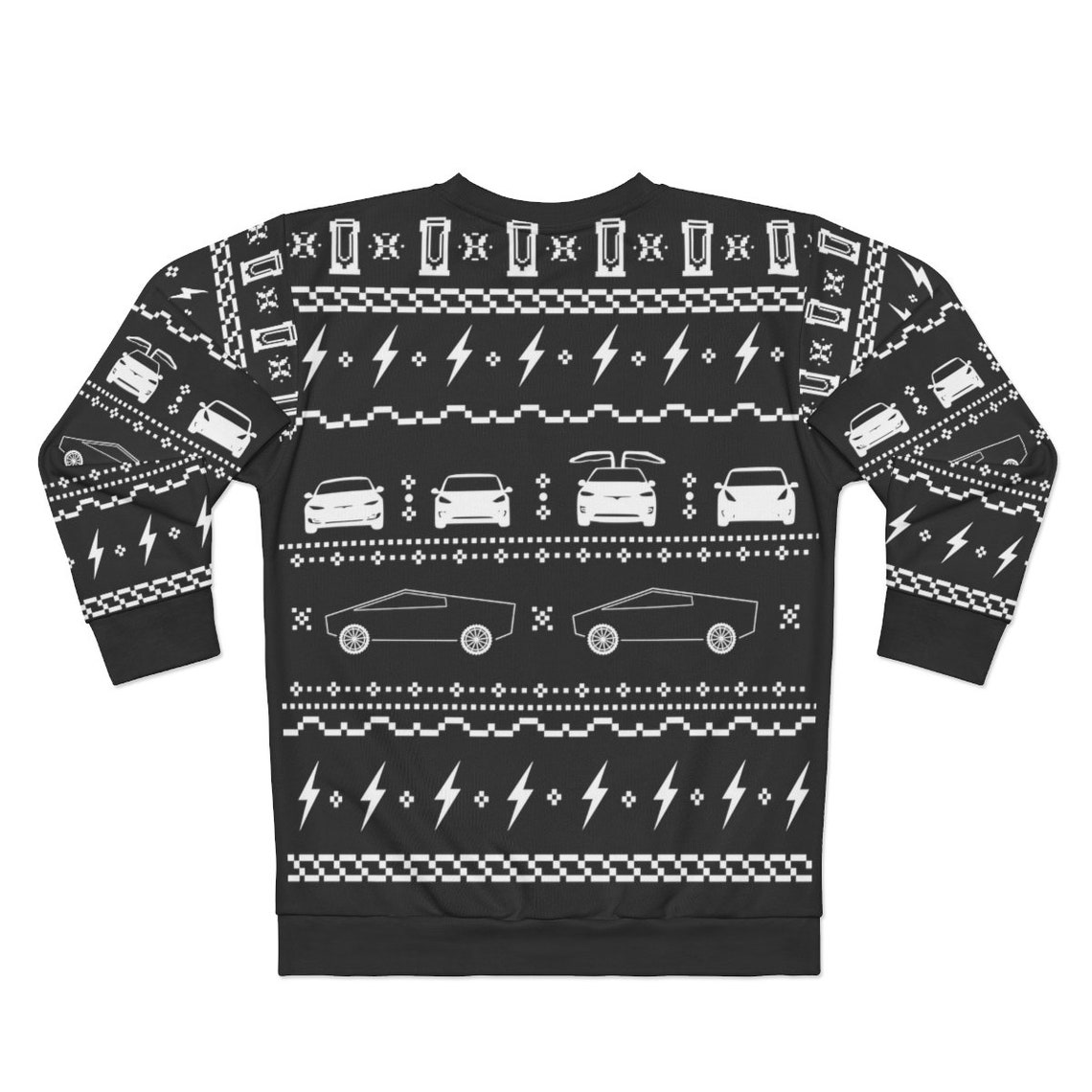 Tesla Model X-mas Sweatshirt in Black, Ugly Christmas Sweater, Tesla ...
