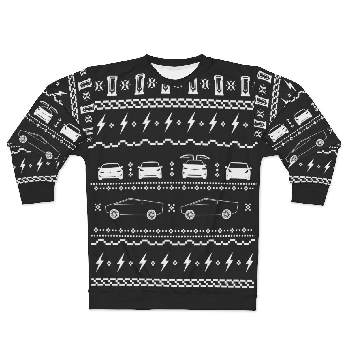 Tesla Model X-mas Sweatshirt in Black Ugly Christmas Sweater - Etsy Sweden