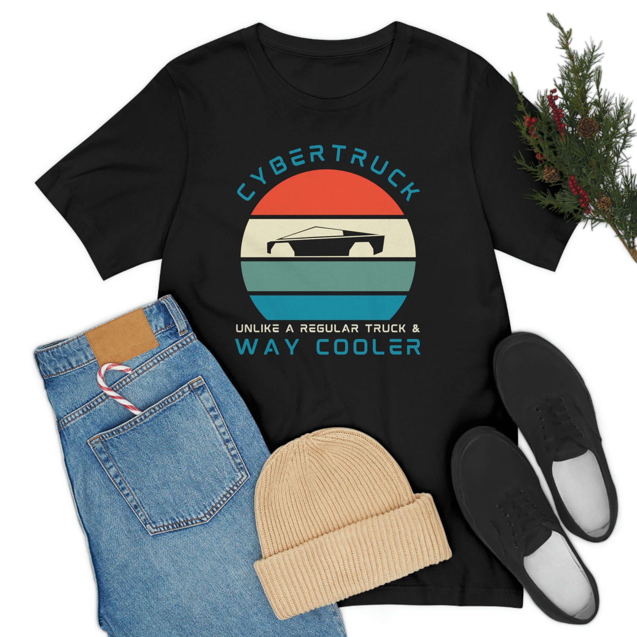 Retro Sunset Tesla Cybertruck T-shirt, Cybertruck Shirt, Tesla Truck ...