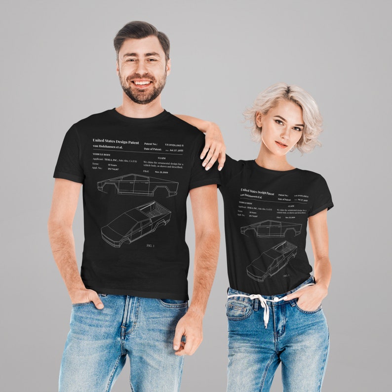 Cybertruck Patent Design T-shirt, Tesla Cybertruck Patent Shirt With ...
