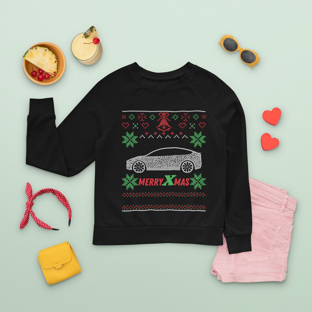 Tesla Model X Ugly Christmas Sweatshirt, Model X Front and Back ...