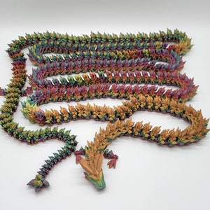 Giant 9 Foot Long Rainbow Crystal Dragon 3D Printed Articulated Sensory ...