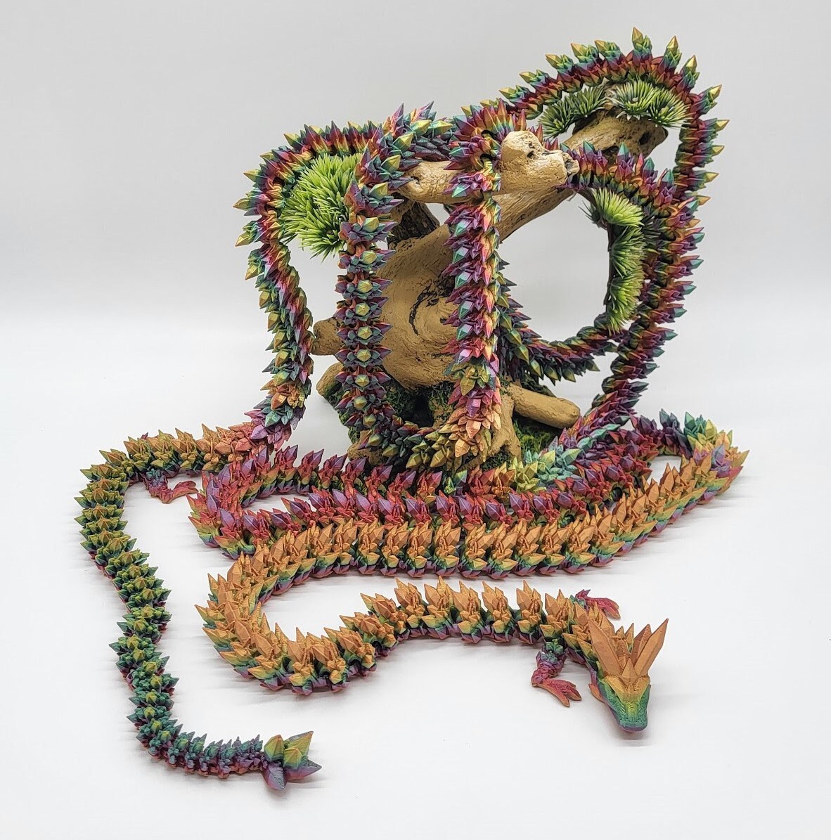 Giant 9 Foot Long Rainbow Crystal Dragon 3D Printed Articulated Sensory ...