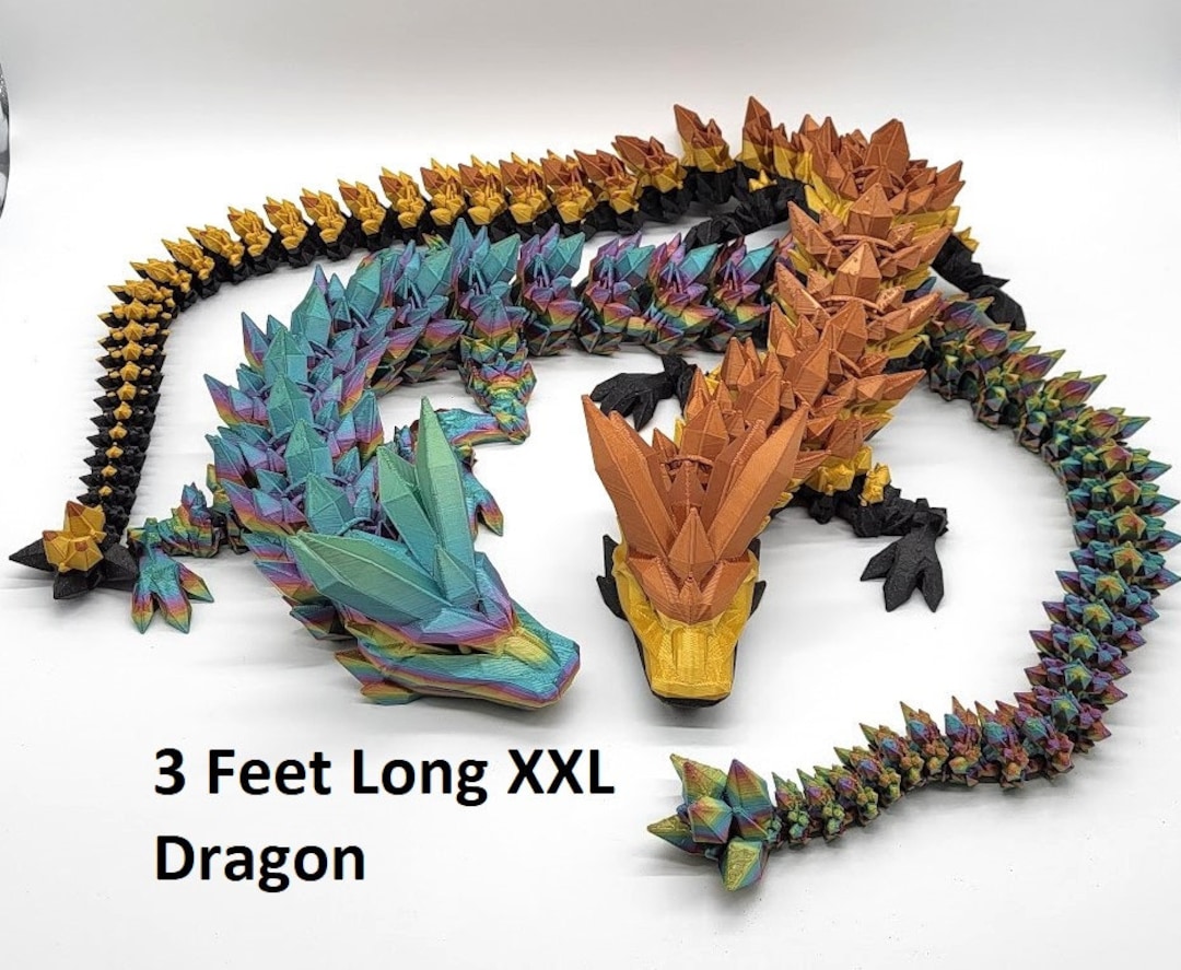Multi-color XXL 3 Foot Articulated Crystal Gem Dragon 3D Printed ...