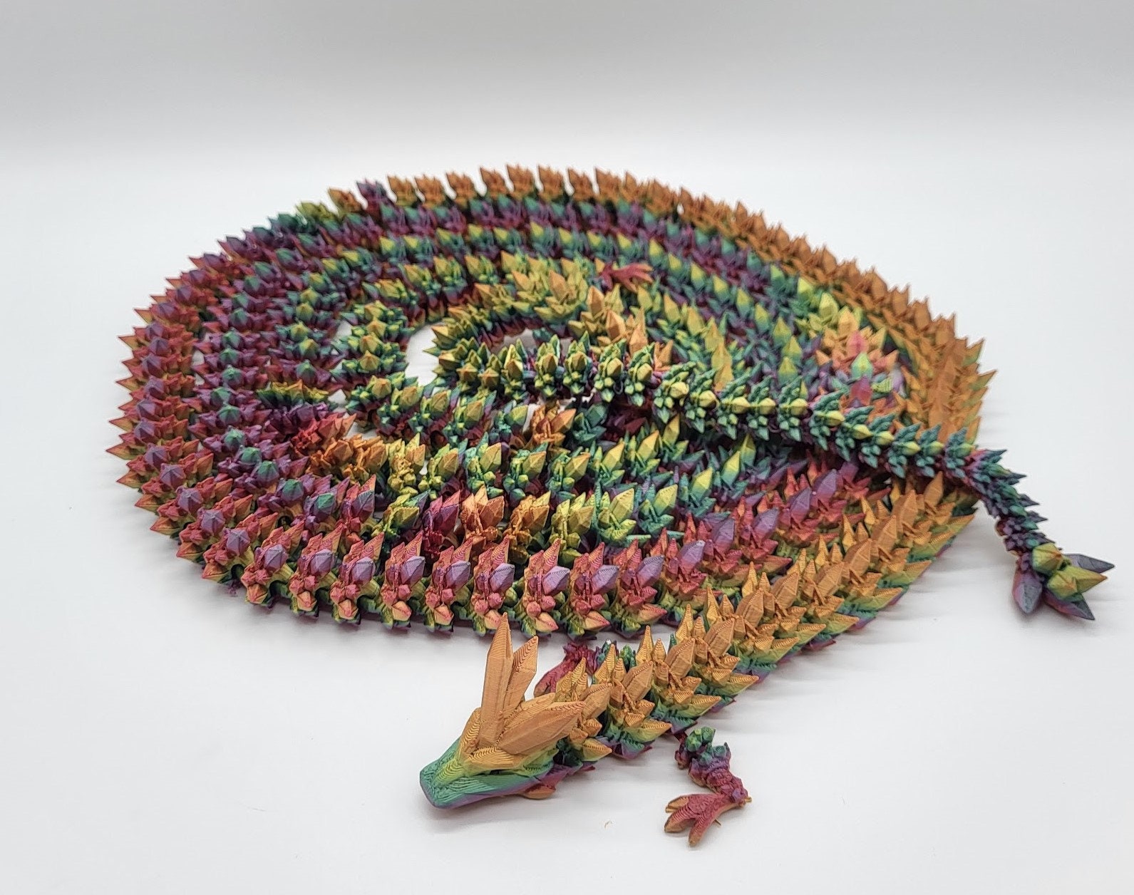 Giant 9 Foot Long Rainbow Crystal Dragon 3D Printed Articulated Sensory ...