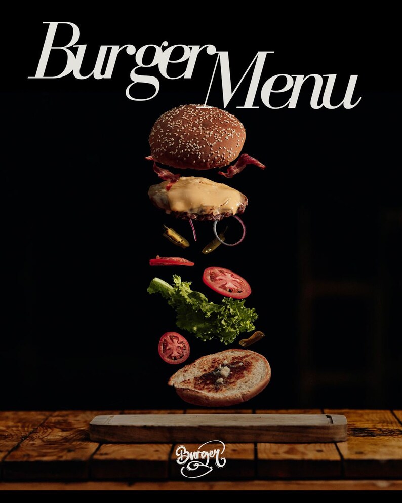 Burger Menu Template Bundle Burger Flyer Editable Menu Template Price ...