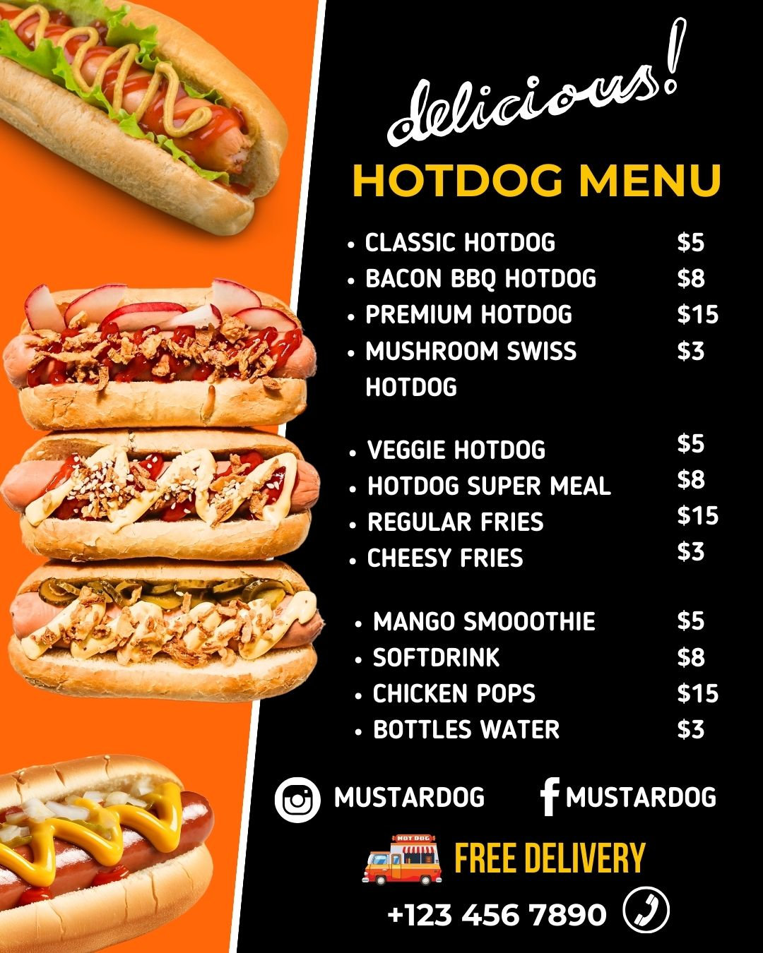 3 in 1 Food Truck Menu, Hotdog Bar, Sandwich Menu Templates ...