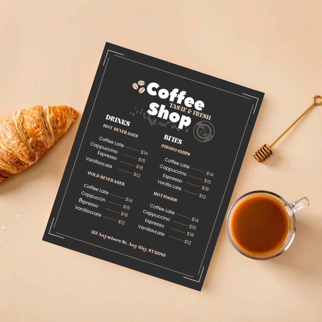 3 in 1 Printable Coffee Shop Menu Template, Coffee Menu, Catereria Menu ...