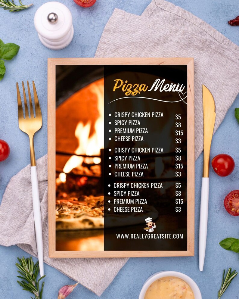 3 in 1 Pizzeria Menu Templates, Pizza Menu Template Printable, Pizza ...