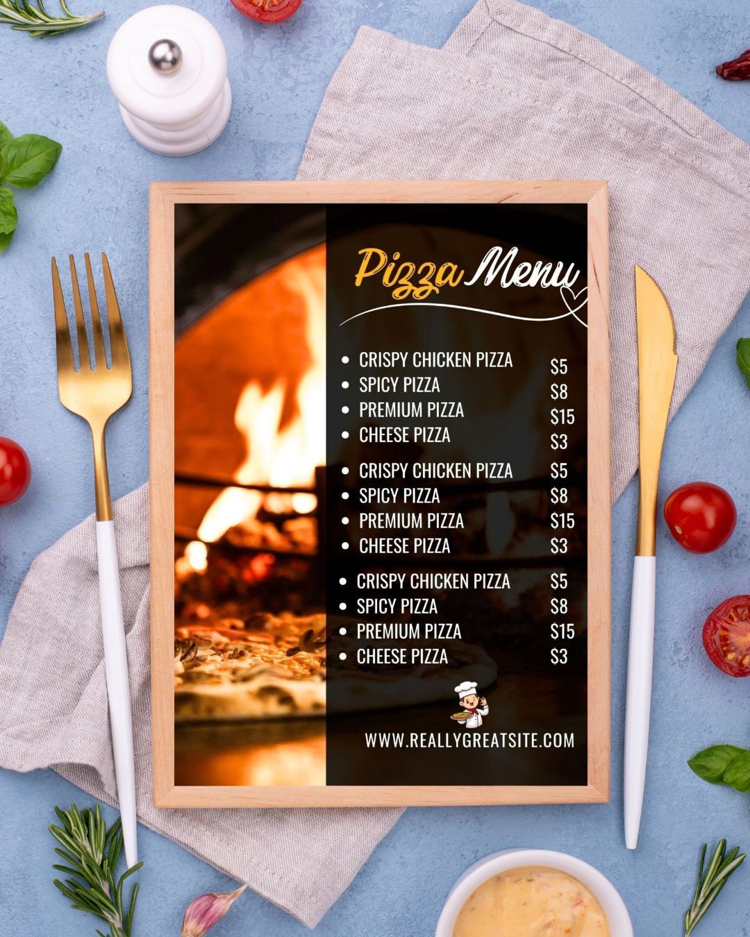 3 in 1 Pizzeria Menu Templates, Pizza Menu Template Printable, Pizza ...