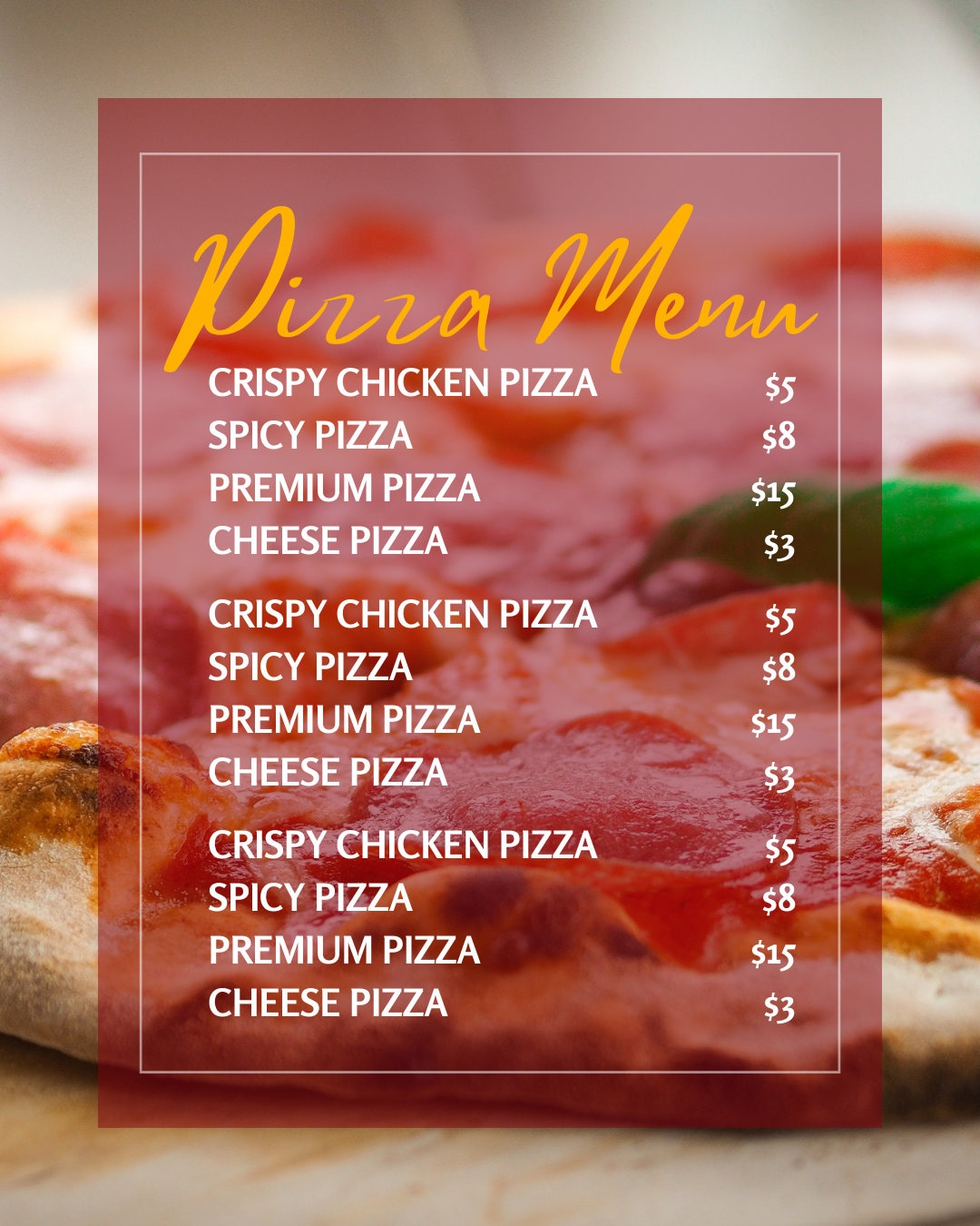Pizza Shop Modern Menu Template Pizza Digital Paper Restaurant Menu ...