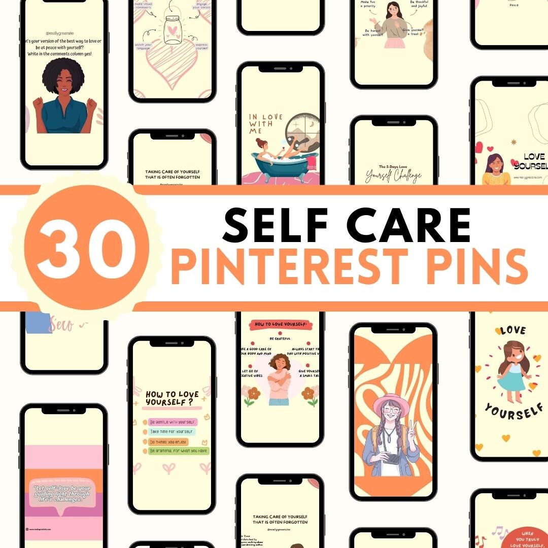 Self Care Pinterest Pin Templates: Customizable Wellness Bundle - Etsy