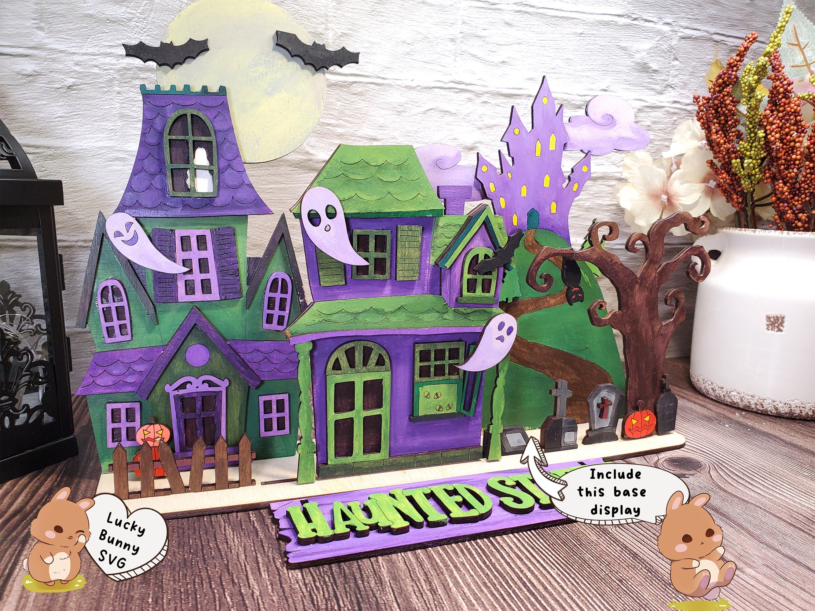 Haunted Halloween Street SVG Glowforge Laser Cnc Cut Decor Digital ...