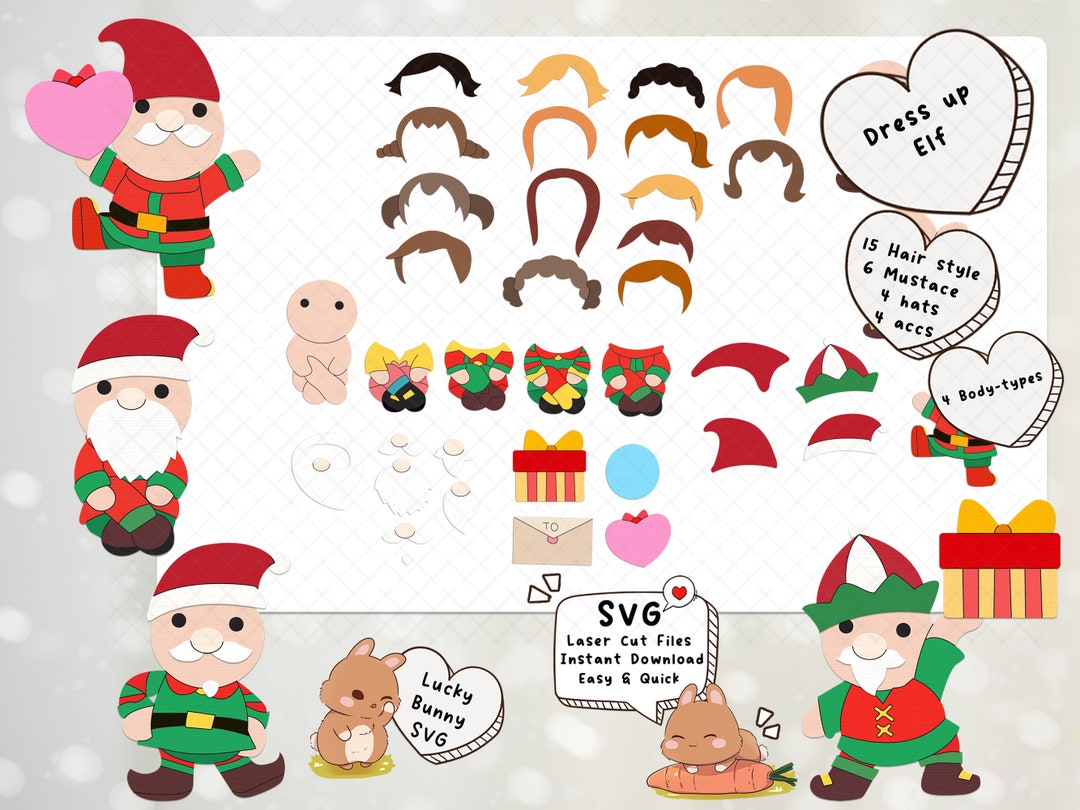Elf Present Dress up SVG Files for Glowforge or Laser Cut Cnc, PNG for ...