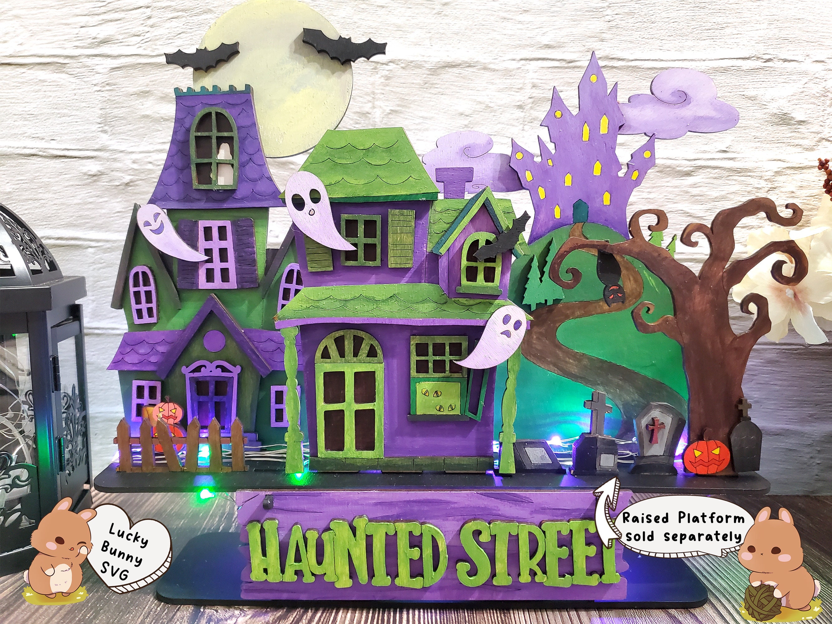 Haunted Halloween Street SVG Glowforge Laser Cnc Cut Decor Digital ...