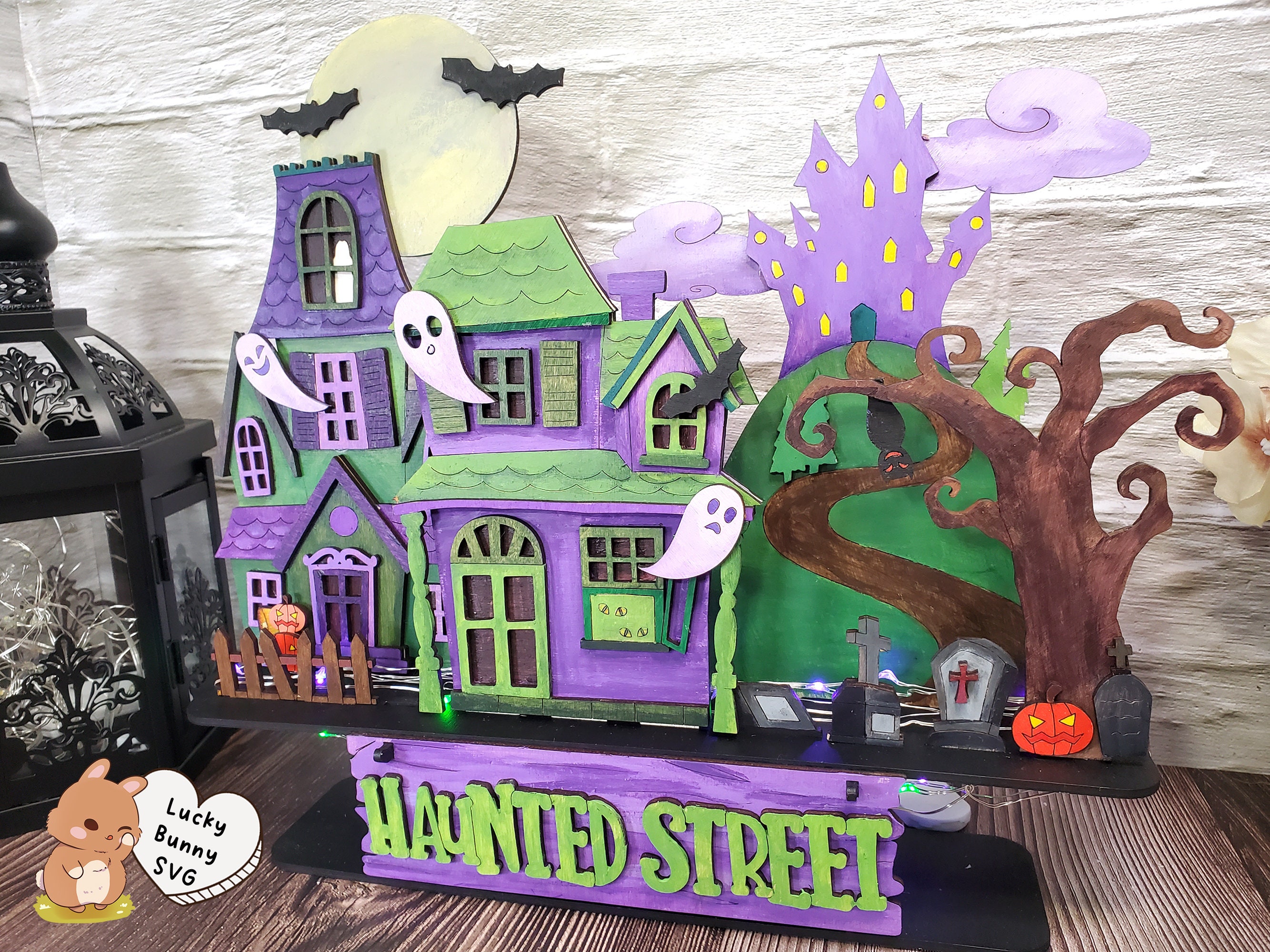 Haunted Halloween Street SVG Glowforge Laser Cnc Cut Decor Digital ...