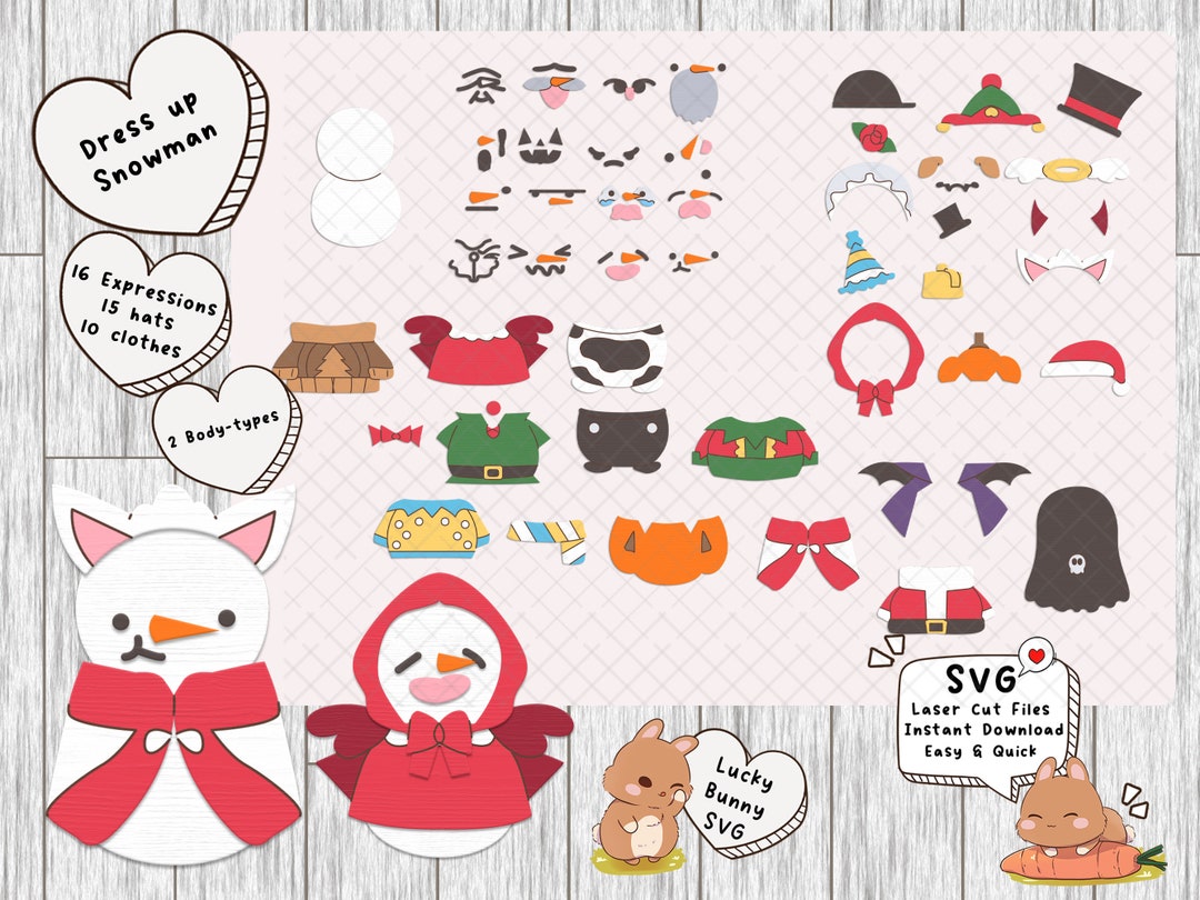 Snowman Dress up Svg PNG Files for Glowforge, Laser Cut Cnc, Cricut ...
